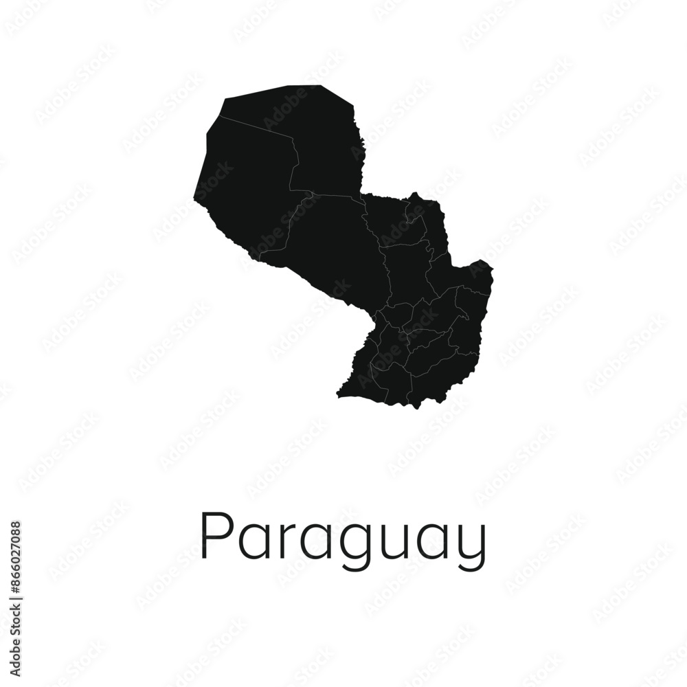 Paraguay Map Vector Illustration - Silhouette, Outline, Paraguay Travel ...