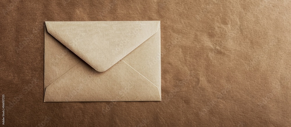 Isolated on a brown backdrop, a beige envelope with a blank message ...