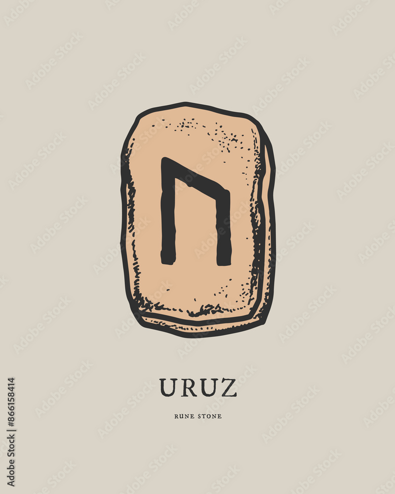 Uruz rune. Ancient Scandinavian alphabet carved on stone. Ancient ...