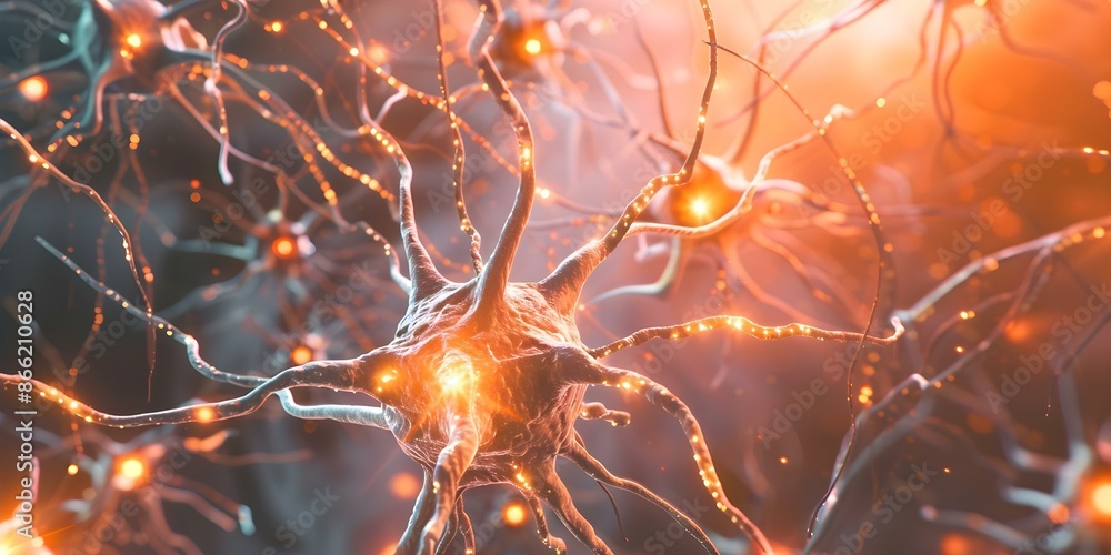 Neurons Transmitting Brain Activity Close-Up of Neurotransmitters in ...