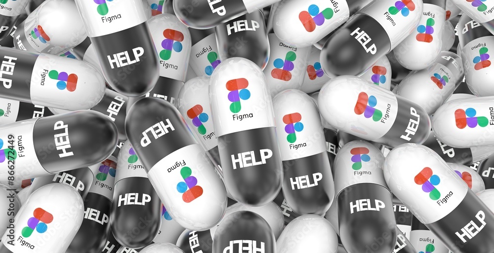 Figma, 3D Pill Visual Design Concept - Figma Social Media Background. Stock Photo | Adobe Stock