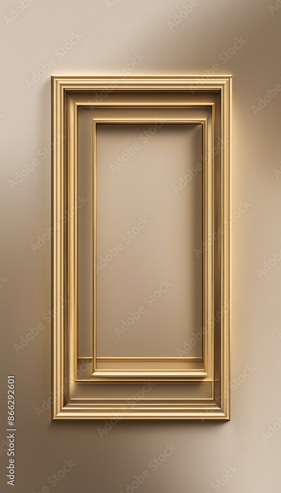 Double line rectangle golden frame isolated on transparent background ...