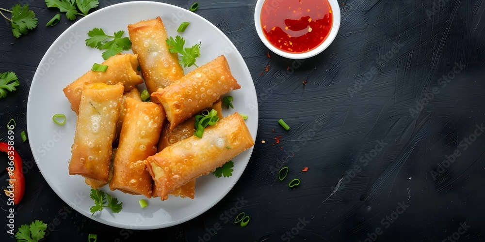 Filipino dynamite lumpia cheese or meatfilled spicy appetizer. Concept ...