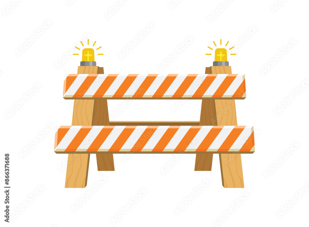 Stop traffic road barrier icon in flat style. Roadwork vector ...