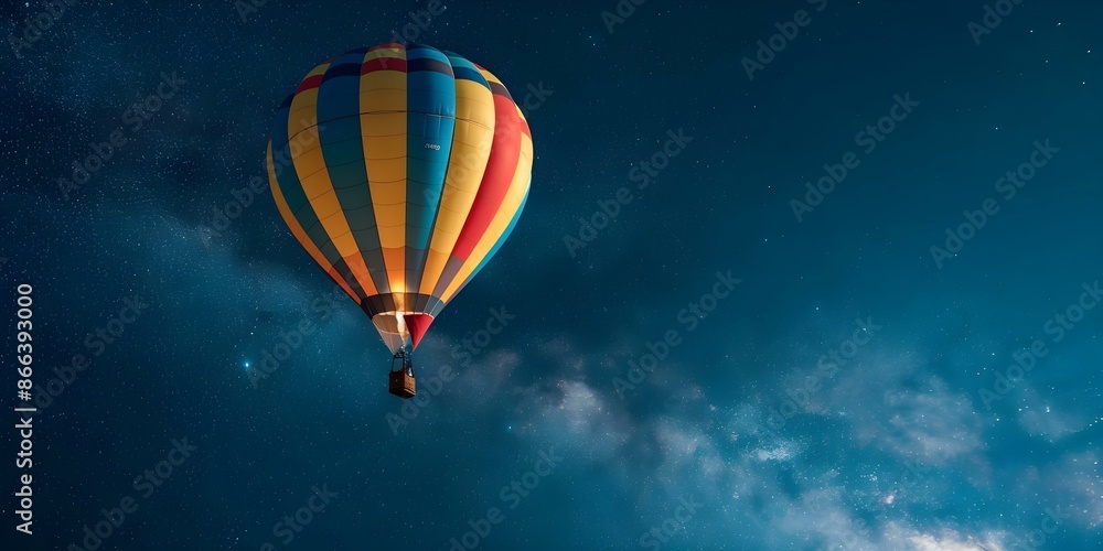 Hot air balloon illuminated by the night sky. Concept Night Sky ...