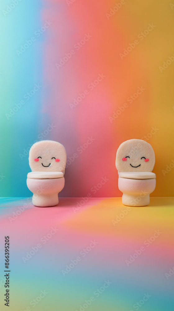 Felt toilet with a cute Kawaii happy face. Novelty smiling bathroom ...
