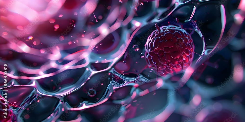 Illustration Stock Microscopic view of inflamed human lymph node and ...