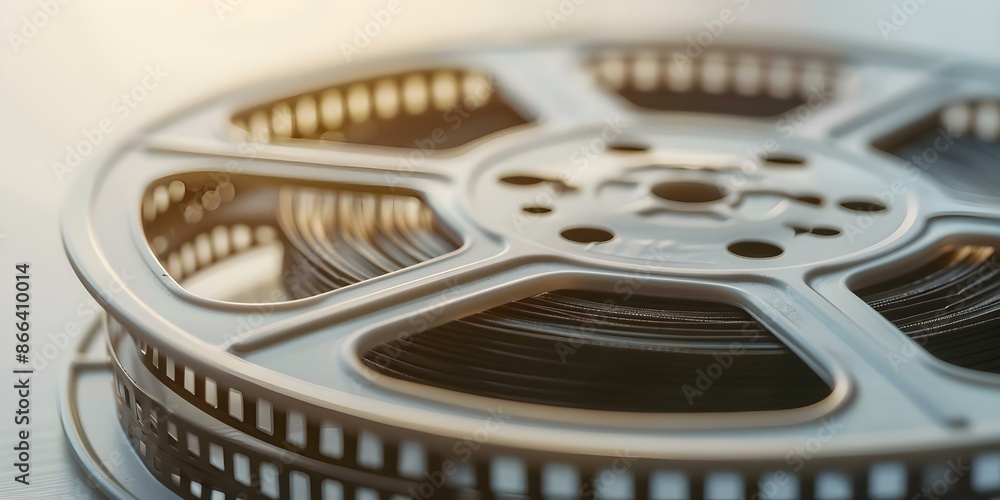Oldfashioned film reel with retro cinematography and vintage camera ...