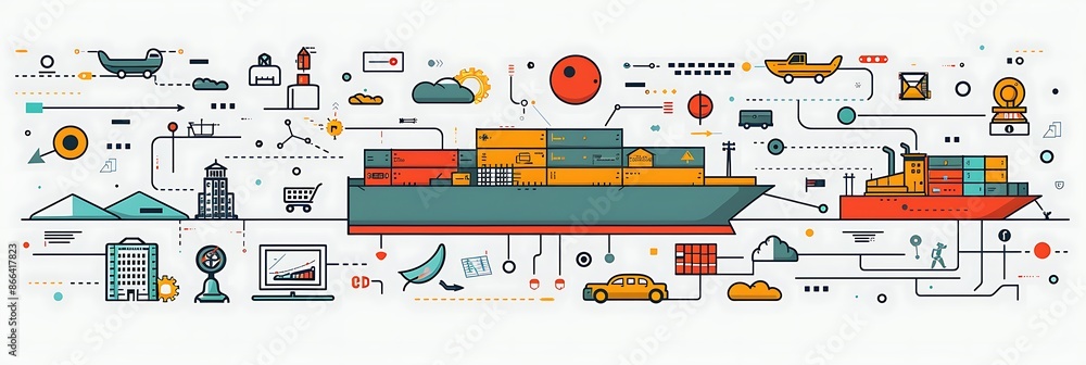 Sleek vector illustration illustrating the process of export ...