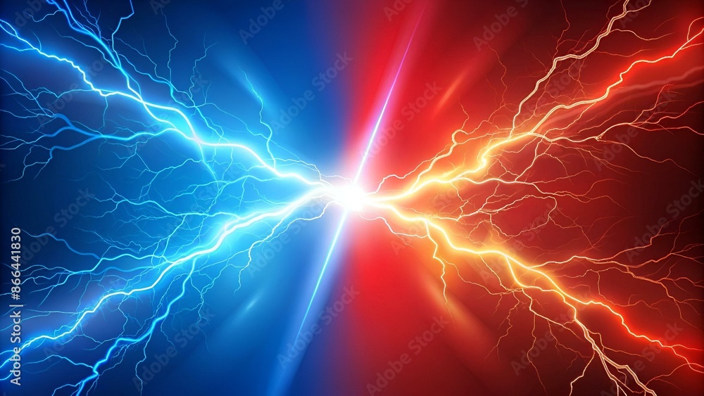 Lightning collision red and blue background, versus banner. Powerful ...
