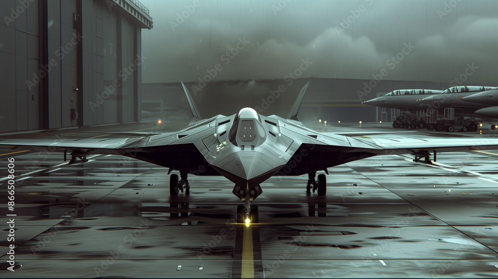 modern stealth fighter jet at airbase Stock Photo | Adobe Stock