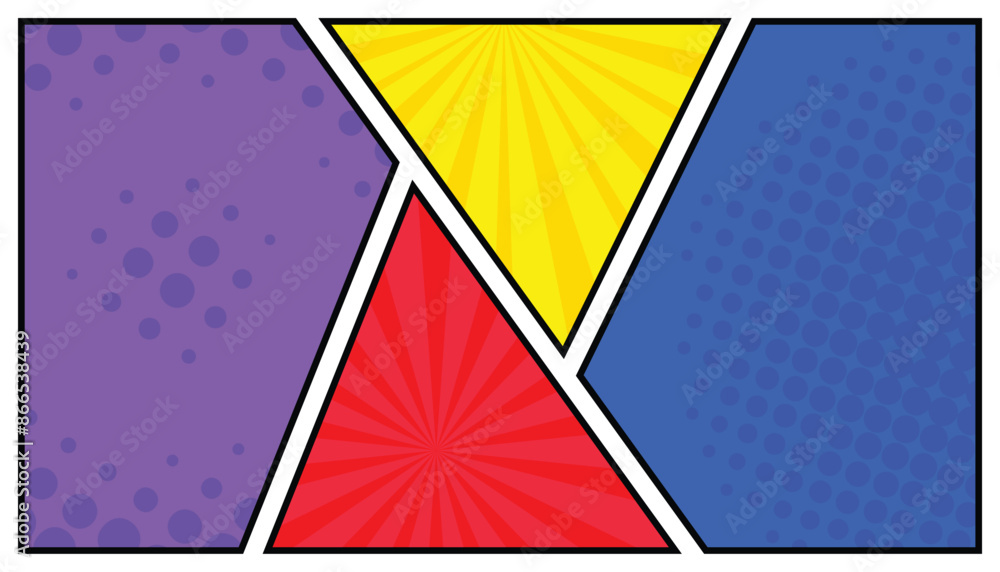 Empty comic book template background design, abstract comic page ...