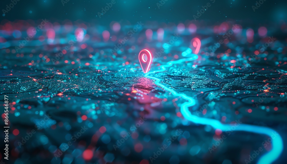 Hightech digital map with GPS pin and route path, AI generated ...