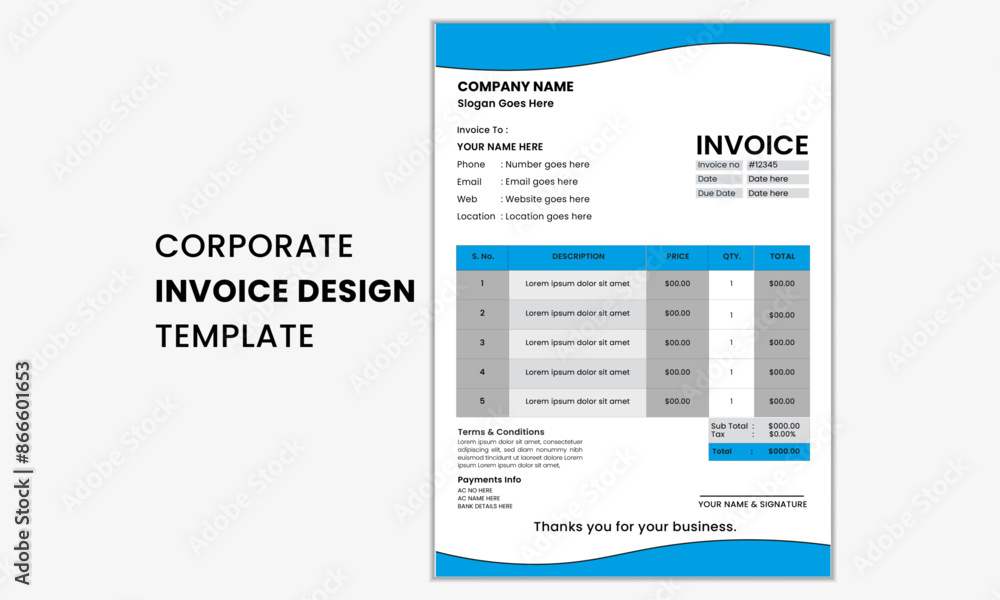 Corporate business invoice template design, Minimal and professional ...
