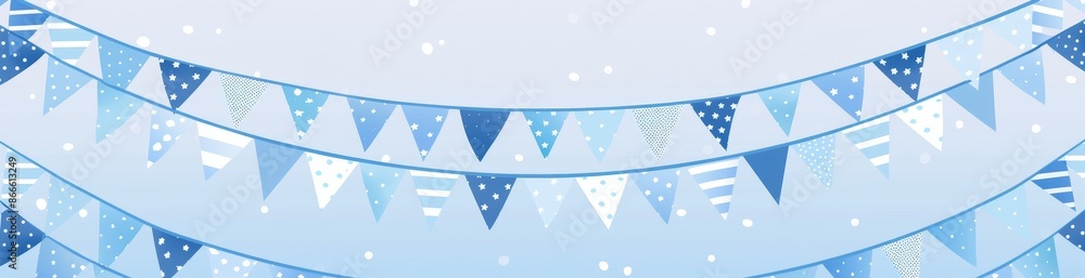 This watercolor drawing illustrates a bright festive bunting with ...