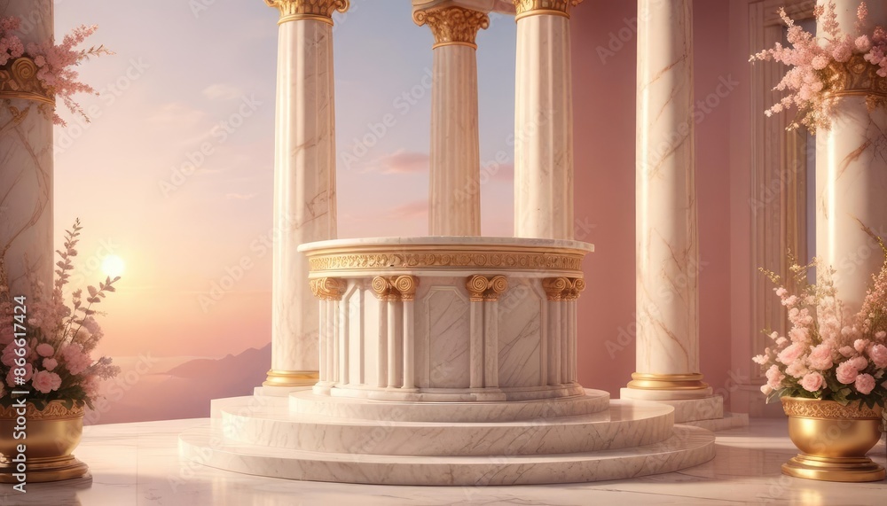 Background podium column 3d roman luxury greek white ancient display ...