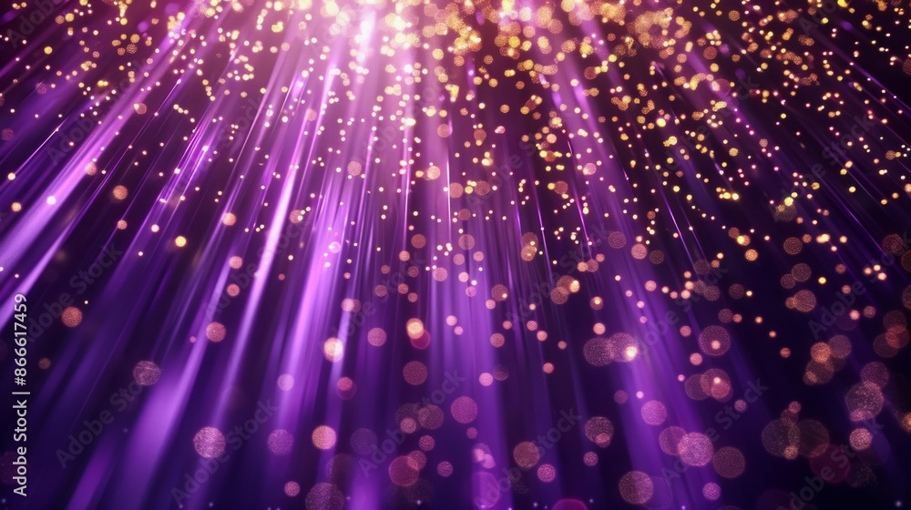 Glittering Gala: Golden Stage Opening with Spotlights and Luxurious ...