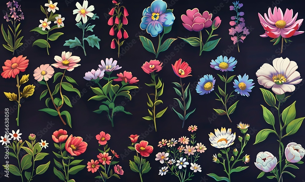 Full Page Flower Sprite Sheet, Handpainted Cute Flowers for Game Assets ...