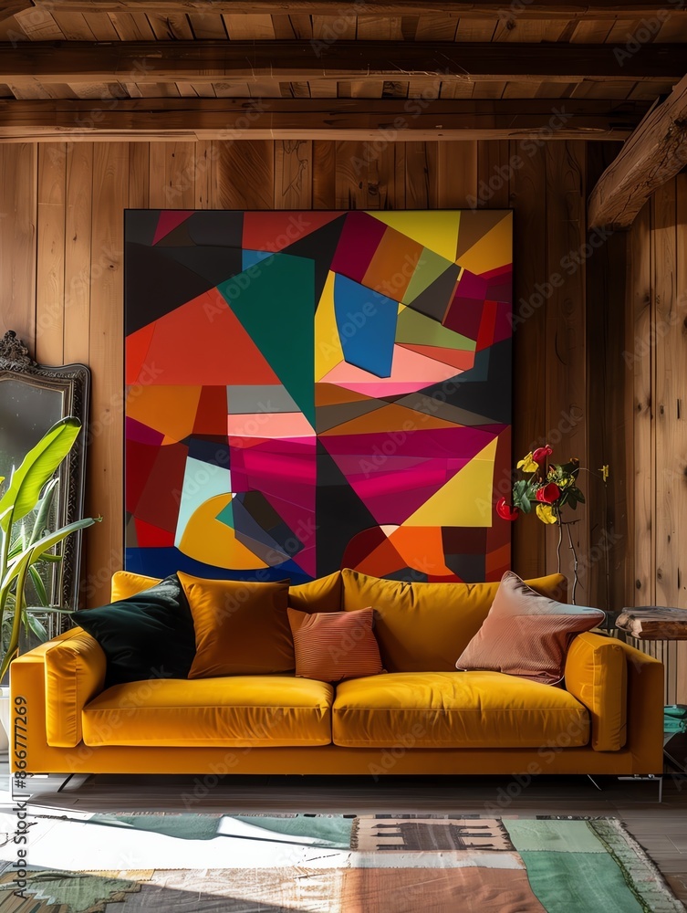 Geometric Ortega design wall art with sharp angles and rich colors ...