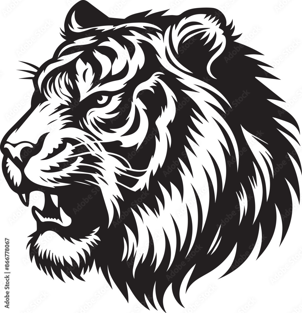 Angry tiger head hand drawn sketch illustration Wild animals Stock ...