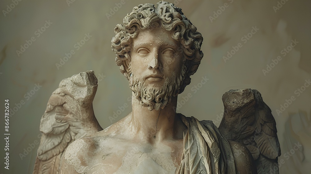 Statue of an angel isolated on neutral background. Angel marble statue ...