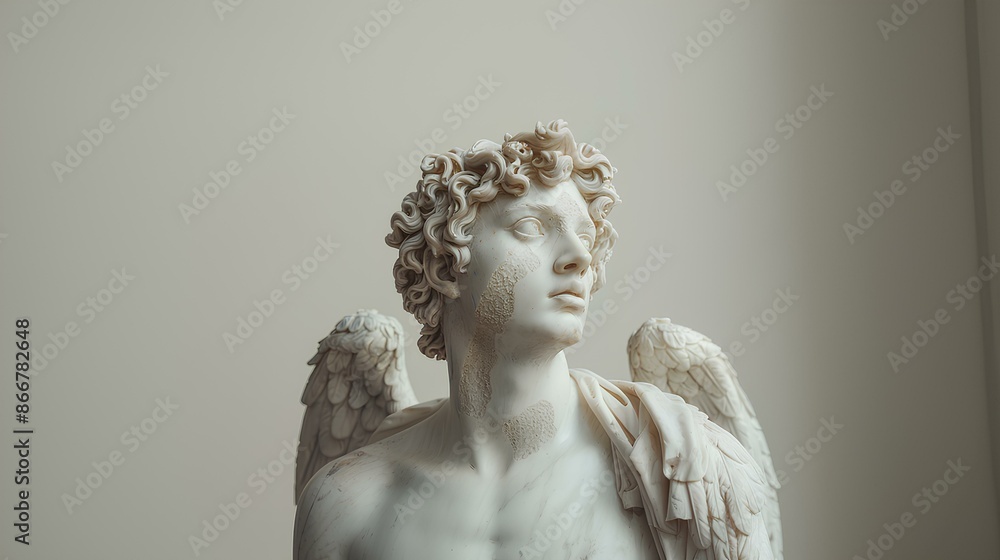 Statue of an angel isolated on neutral background. Angel marble statue ...