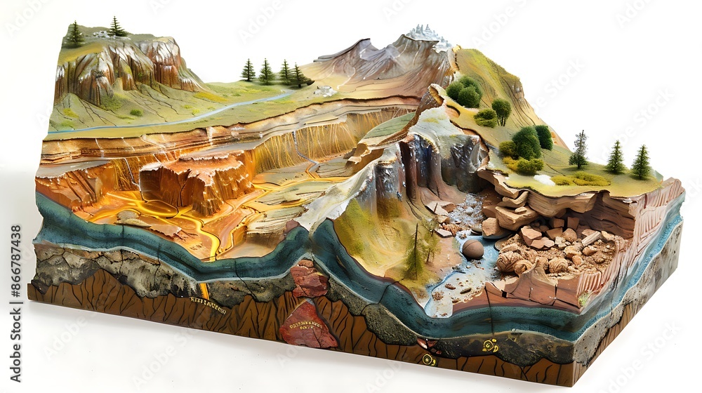 Illustration Stock Educational visual aid illustrating rock cycle ...