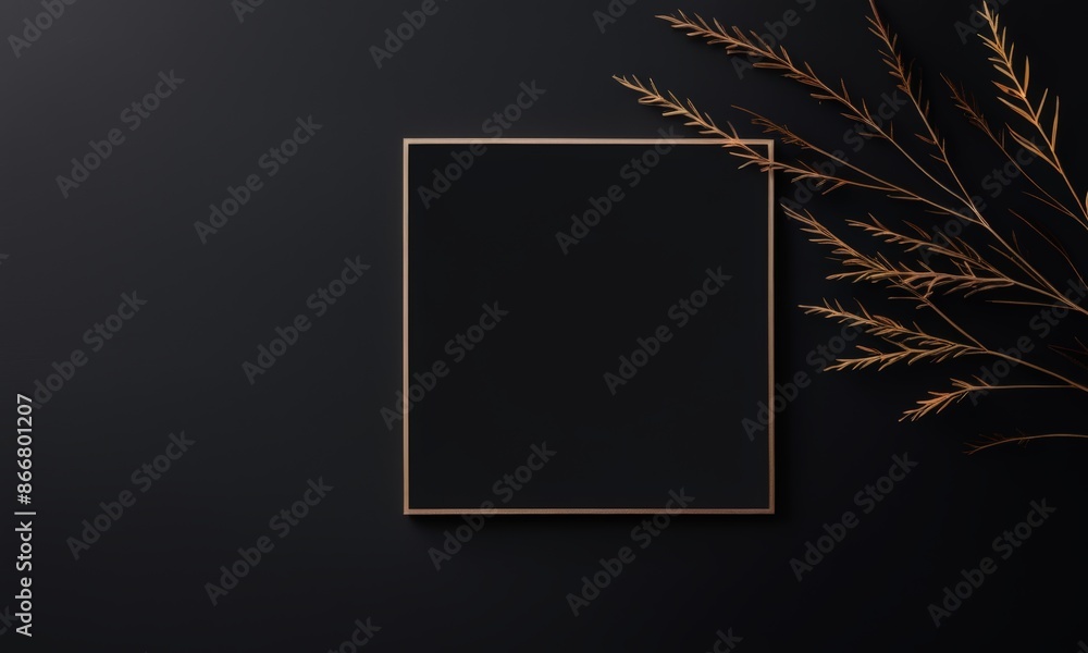 Black background with a frame. Banner, poster, background. With copy ...