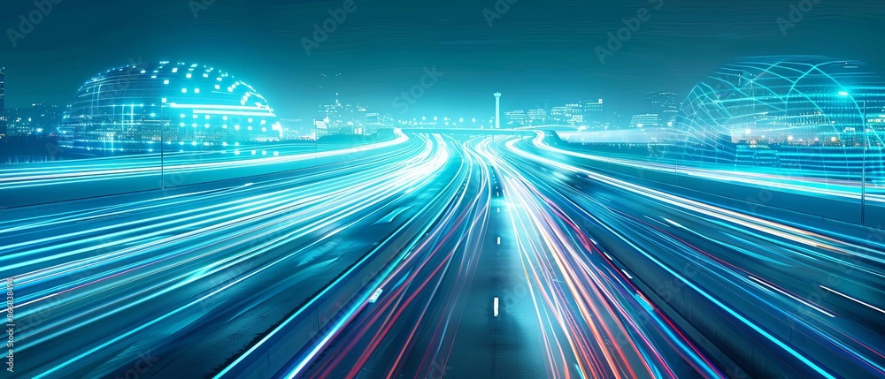 A futuristic highway system managed by intelligent traffic management ...