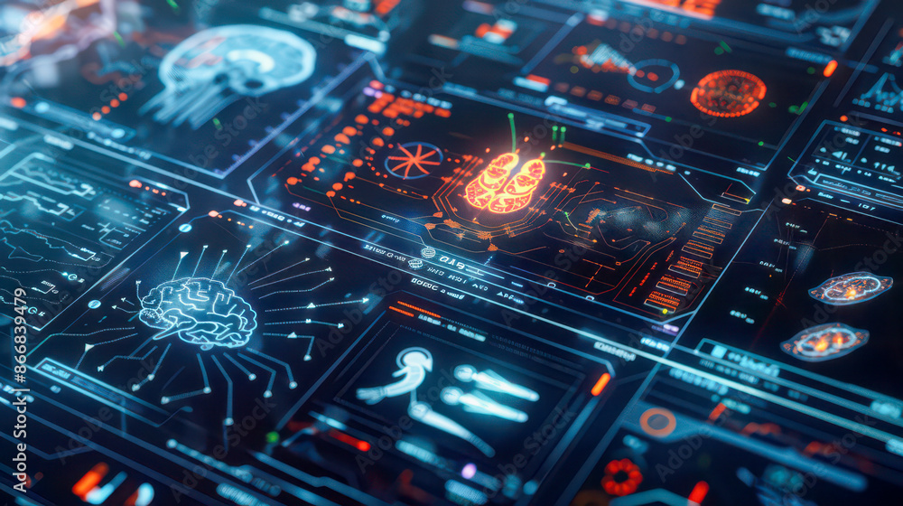 Diagrams and charts showing the use of AI in diagnosing diseases and ...