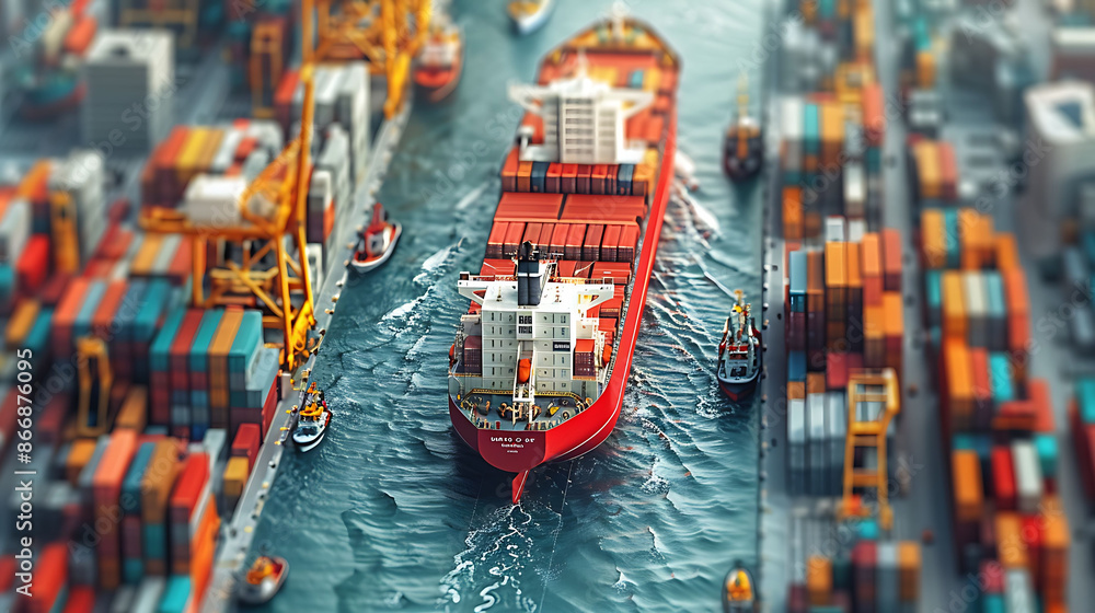 Vibrant infographic outlining the logistics of maritime trade with ...