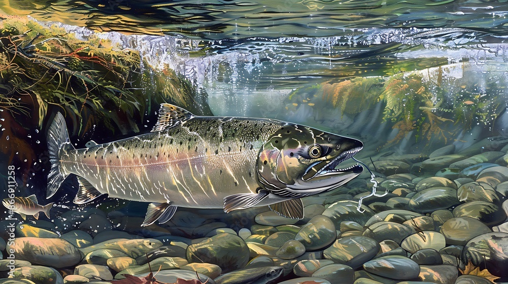 Visual aid the lifecycle of the Salmon Salmo salar illustrating its ...