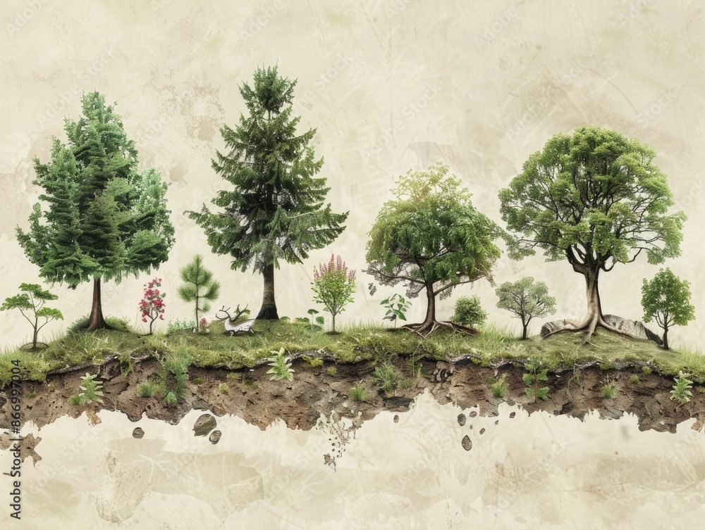 Show tree life cycles with a visual timeline of a tree's development ...