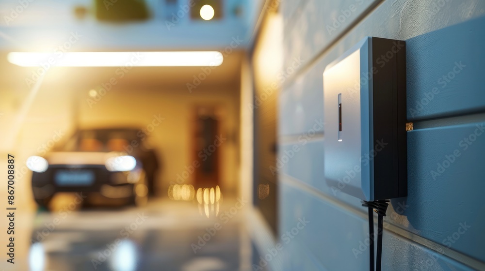 Charging station for electric vehicles in modern house. Home battery ...