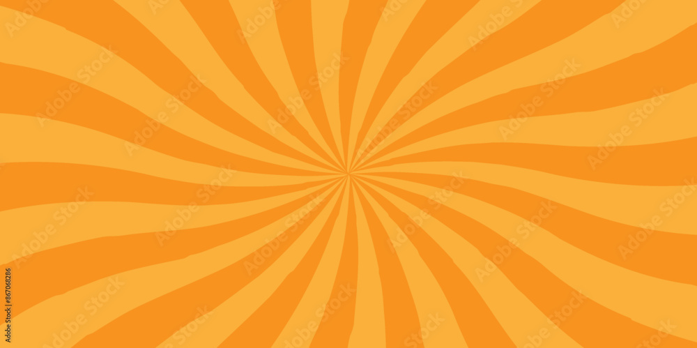 Vector Abstract orange sun rays and sunburst backdrop background. seamless retro vintage burst ...