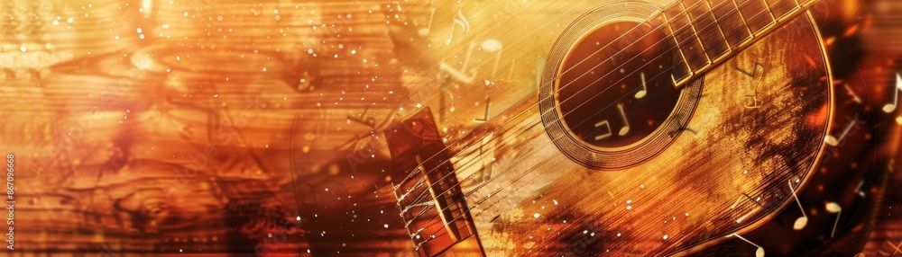 Guitar closeup, detailed strings, wooden texture, musical instrument ...