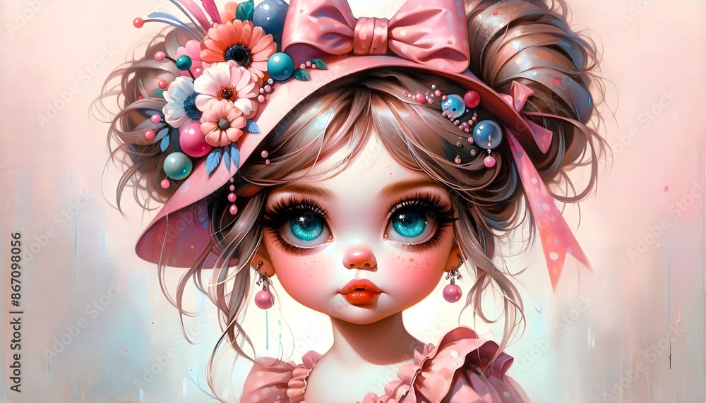 ilustración infantil, niña, chibi, animé, kawaii, ojos expresivos ...