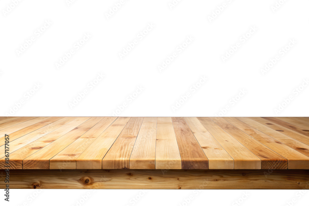 Empty natural wooden table top isolated with transparent background ...