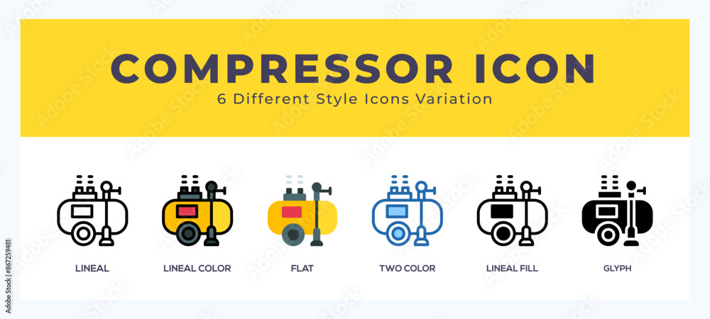 Compressor icon set. vector illustration. Stock Vector | Adobe Stock