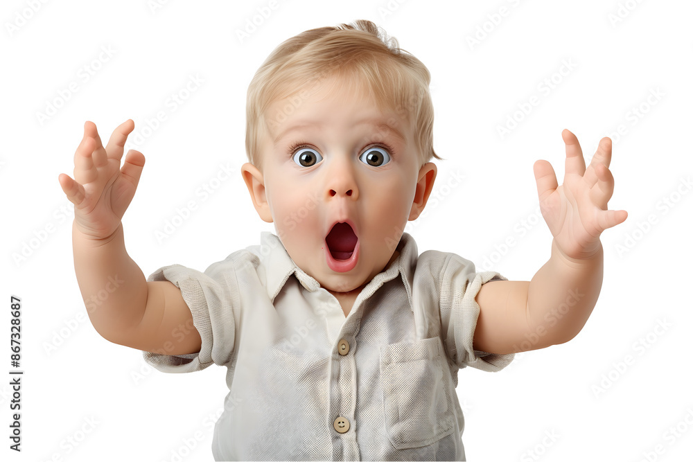 surprised happy cute baby, png file of isolated cutout object on ...