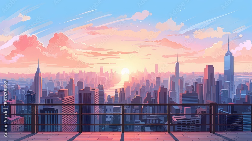 city view from balcony background flat design top view urban skyline ...