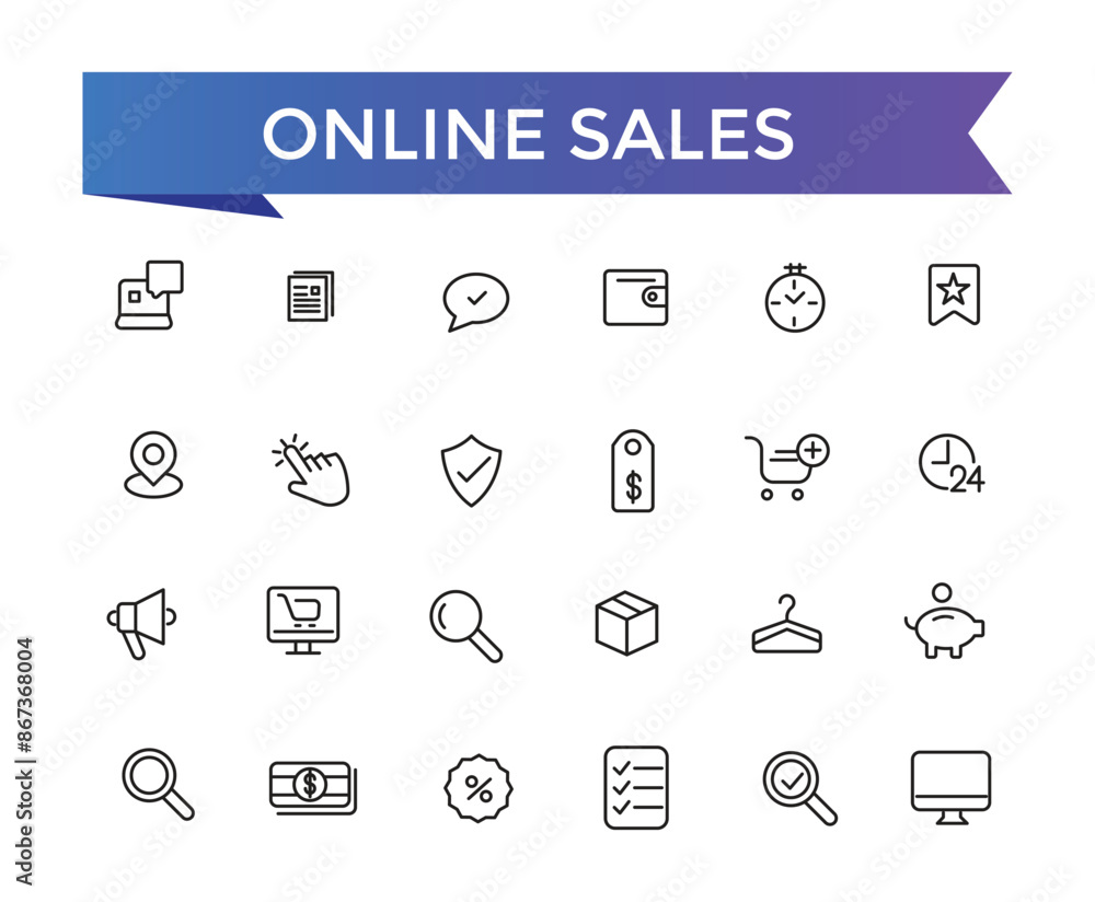 Online Sales Icons set with editable stroke collection for web and ui ...