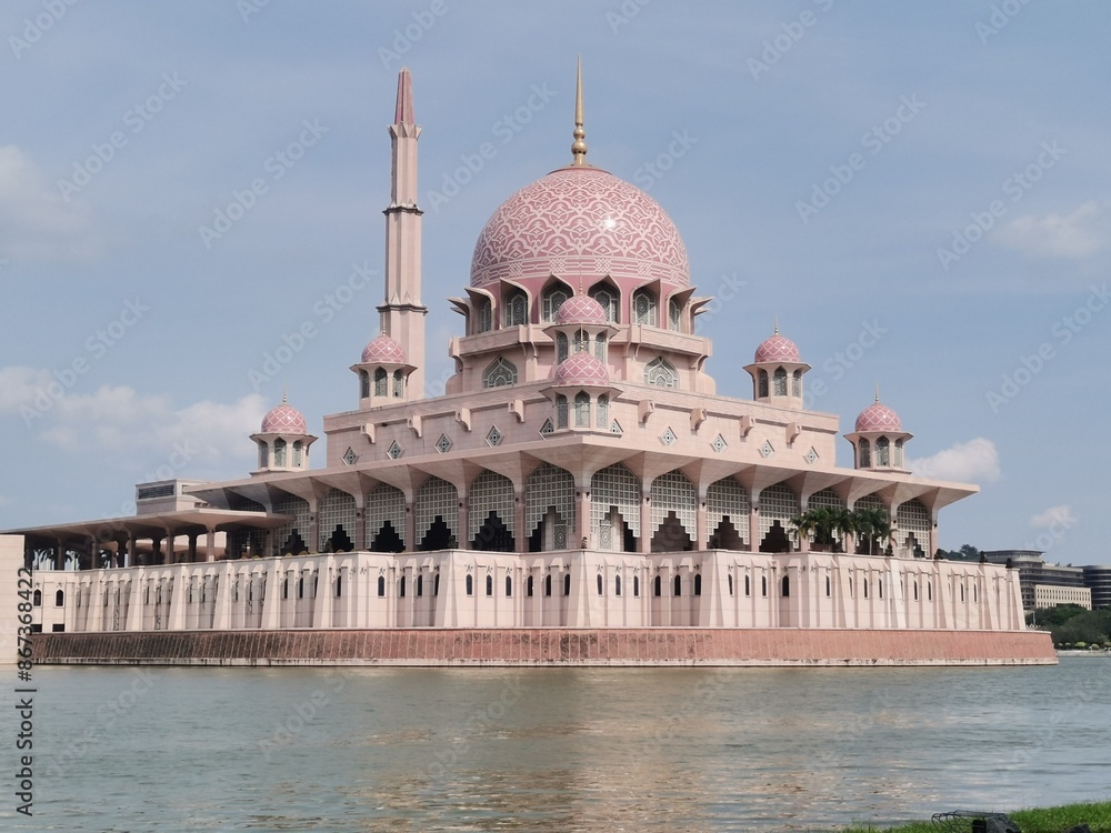 Pink Granite Mosque Architecture, Putrajaya's Iconic Landmark Stock ...