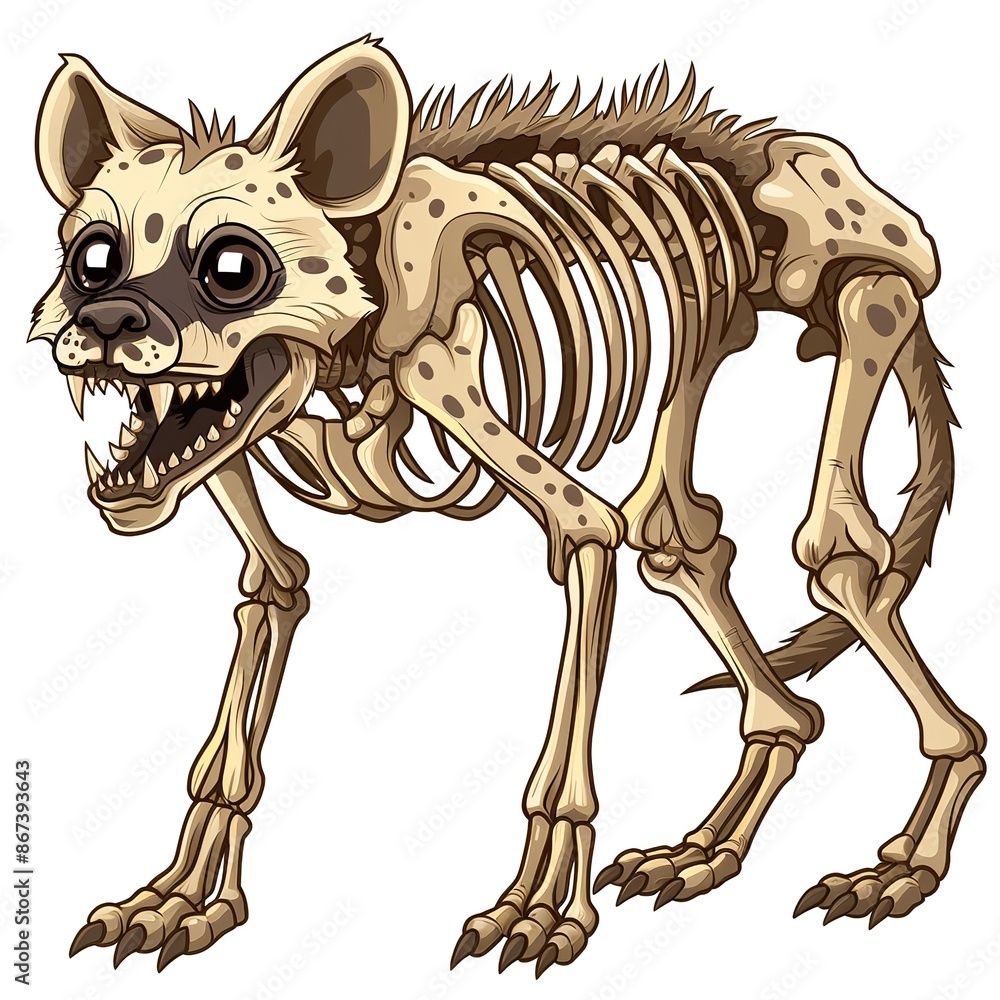 Hyena skeleton cartoon isolated whitebackground Stock Illustration ...