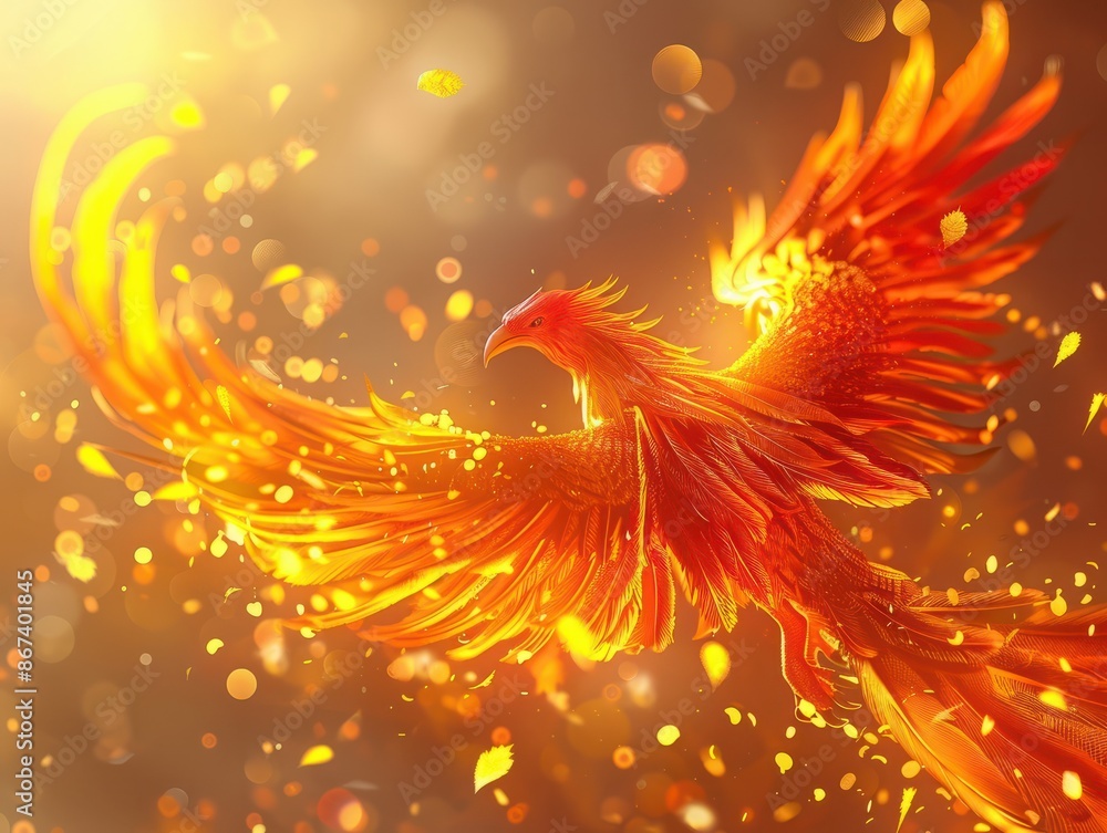 Phoenix bird fire fantasy firebird abstract magic 3D eagle animal ...