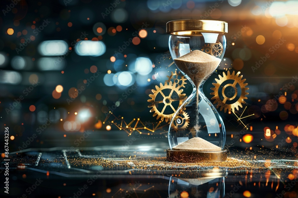 Morphing Time: Hourglass with flowing sand seamlessly transforming into ...