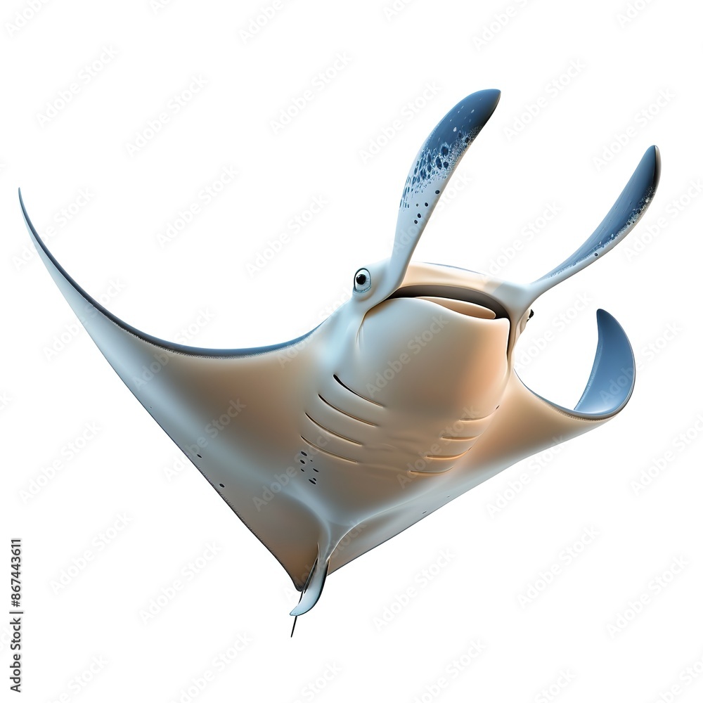 Manta Ray 3D cartoon isolated whitebackground Stock Illustration ...