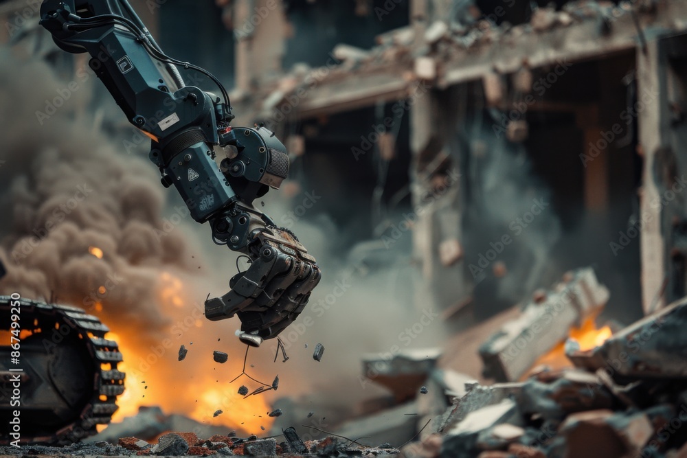 Bomb disposal expert (POV shot) (robotic arm in frame) (tension-filled ...