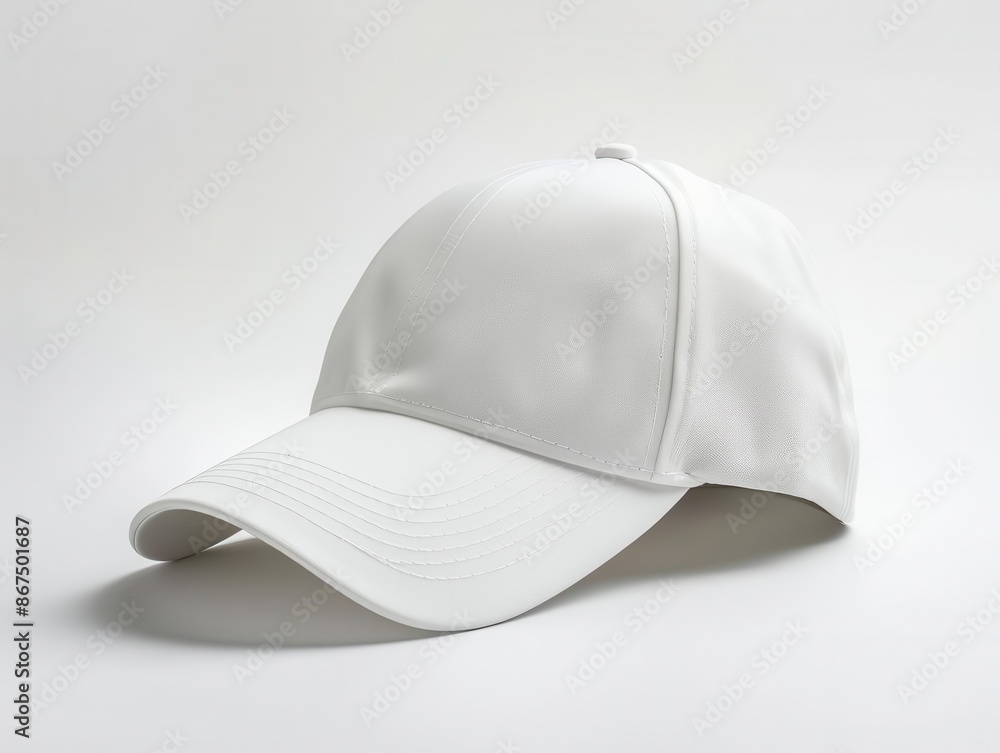 pristine white baseball cap floating against pure white background ...