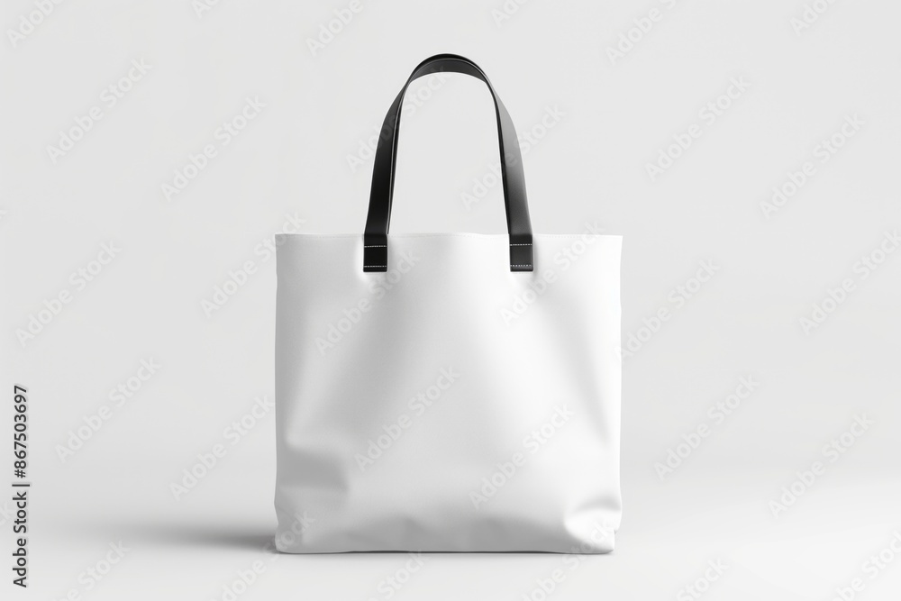 Sac blanc sur fond blanc pour mockup. White bag on white background for ...